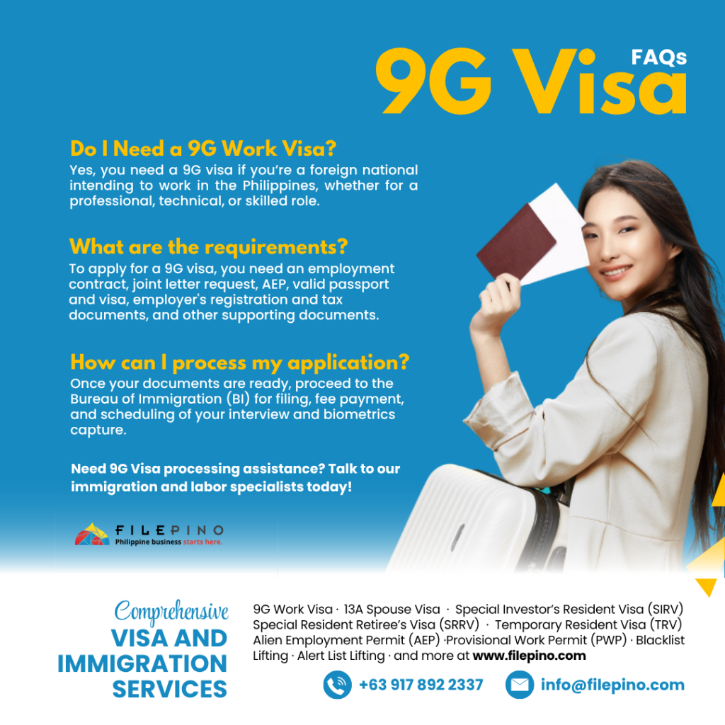 9G Working Visa Requirements in the Philippines
